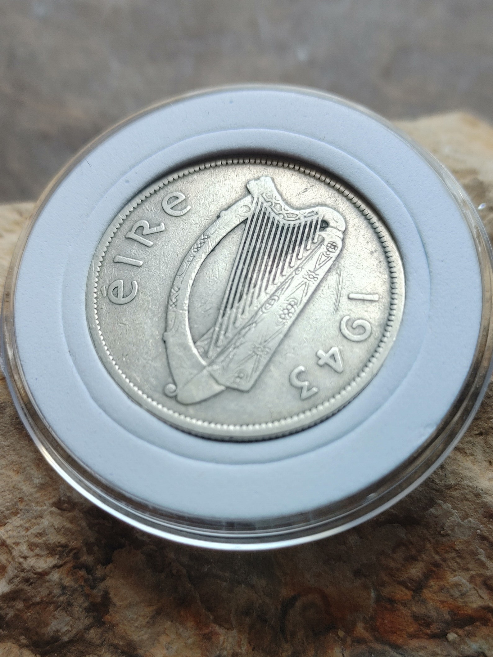 Genuine 1943 Irish Half Crown Silver Composition Low Mintage Finer ...