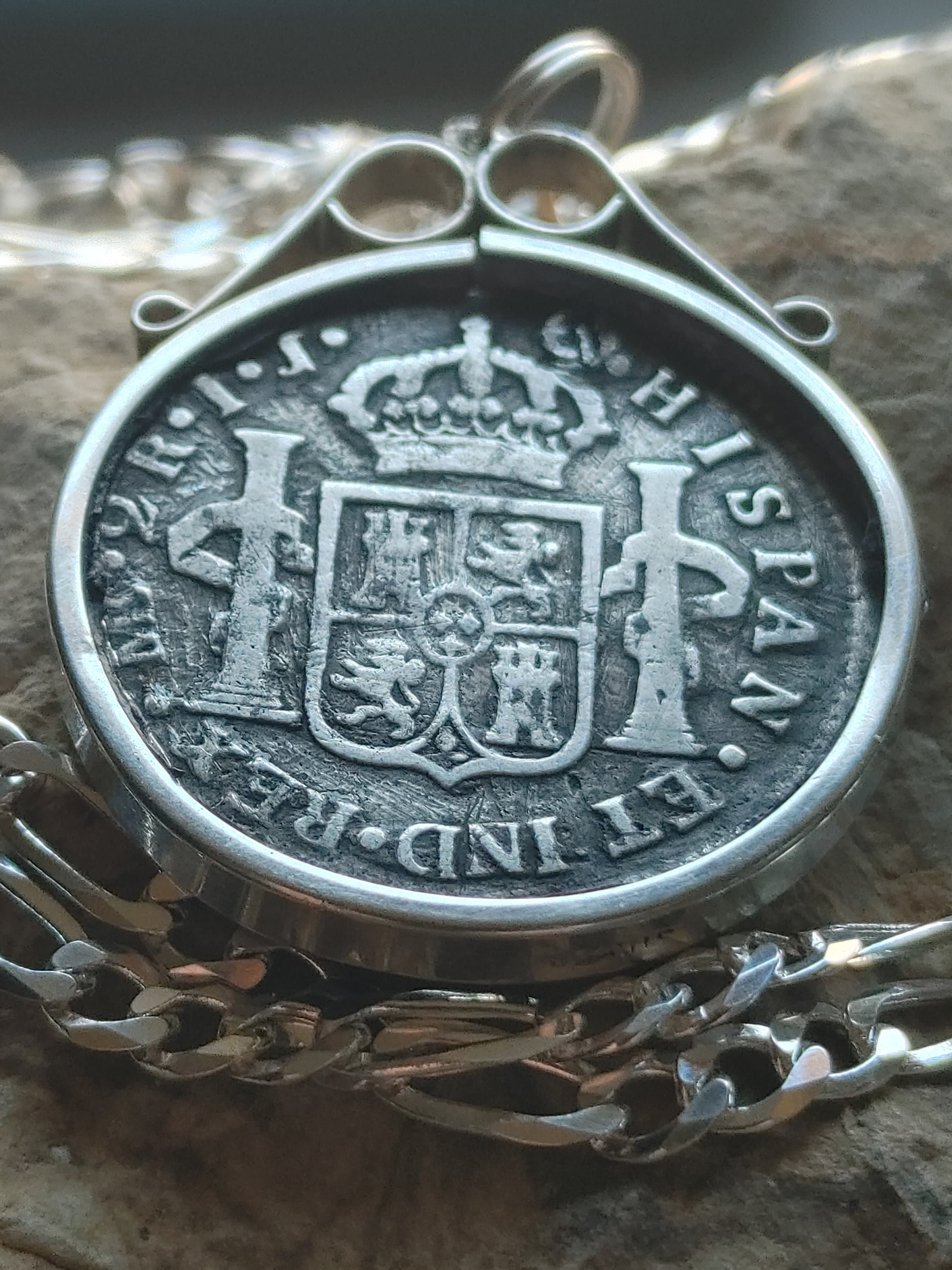 1780's Artisan Spanish Peru New World Treasure Old World Coin Pendant W ...