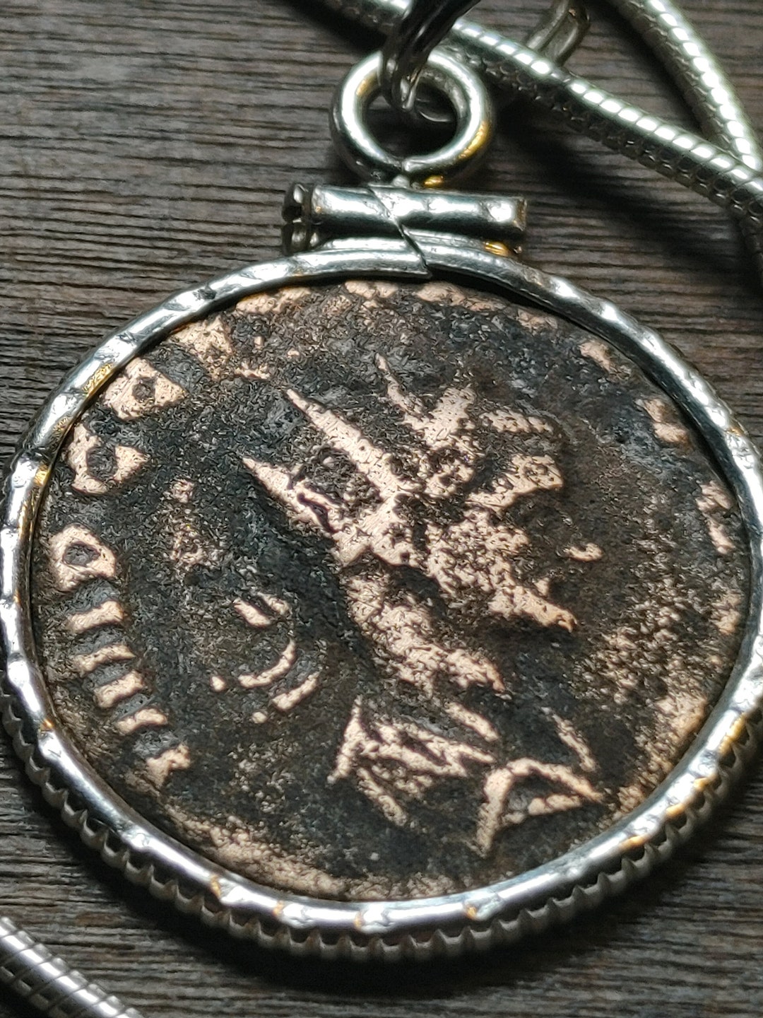 Genuine Roman Bronze and Silver Coin Pendant of Ancient Emperor ...