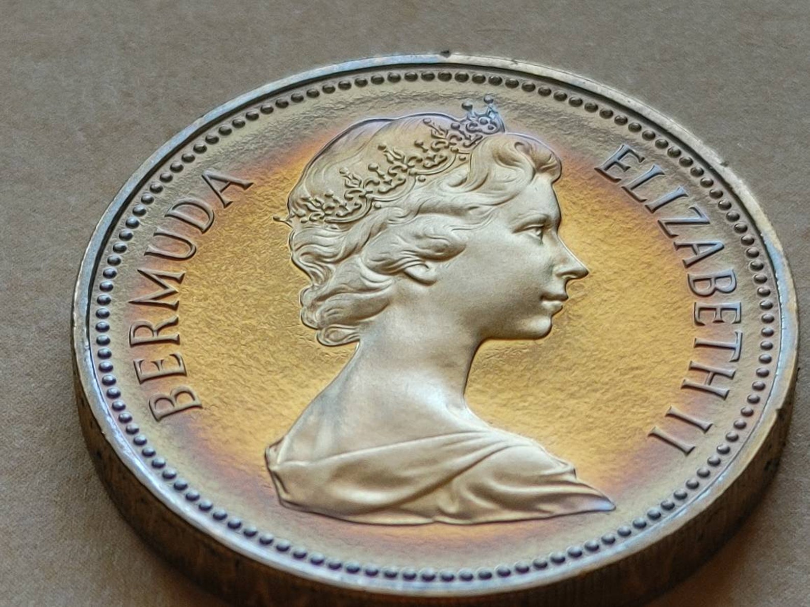 Rare Proof 1983 Bermuda Rainbow Toned Gem Struck Proof 5 Dollar Coin of ...