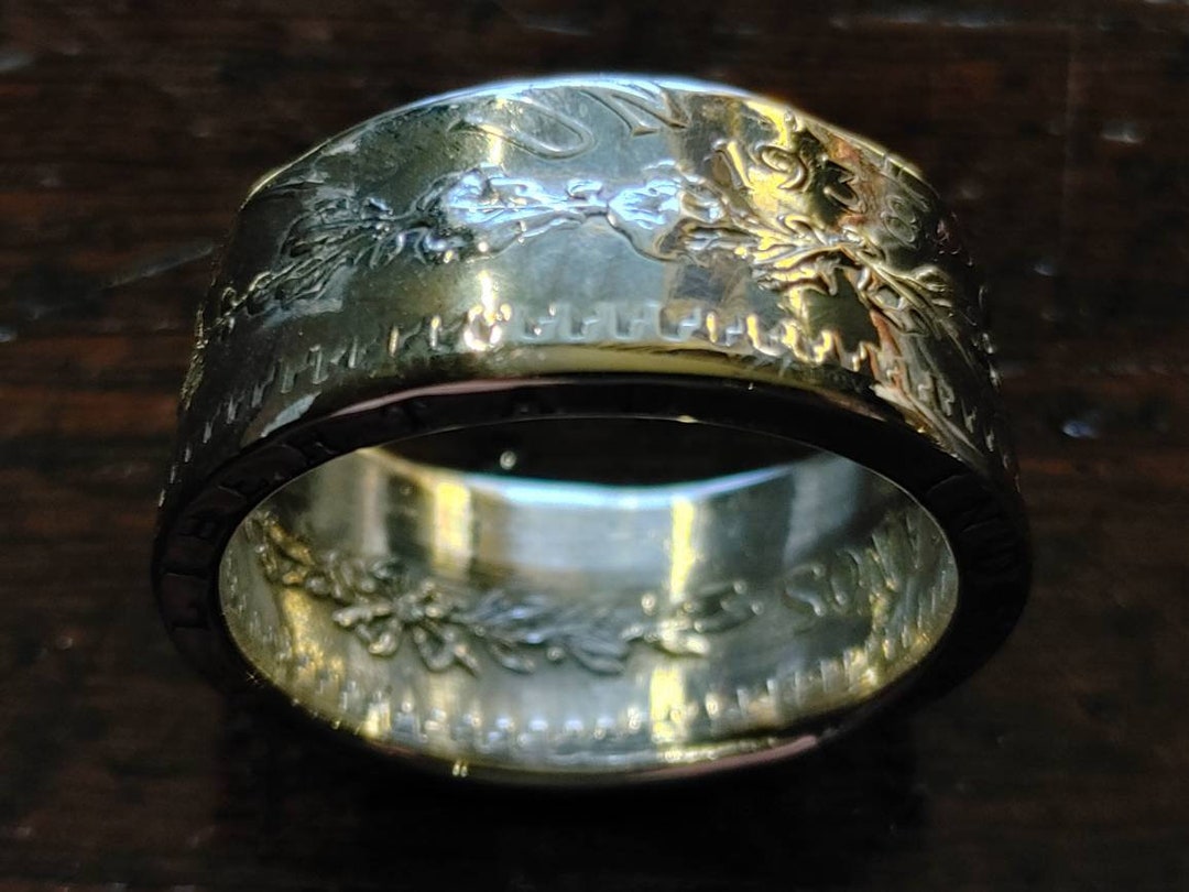 Classic Mexico .720 Silver Peso Coin Ring Band Polished to a High Shine ...