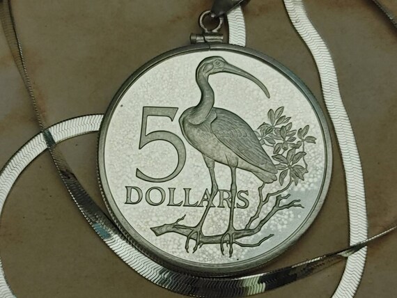 Bird Coin Necklace 1972 sterling silver Scarlet Ibis … - Gem