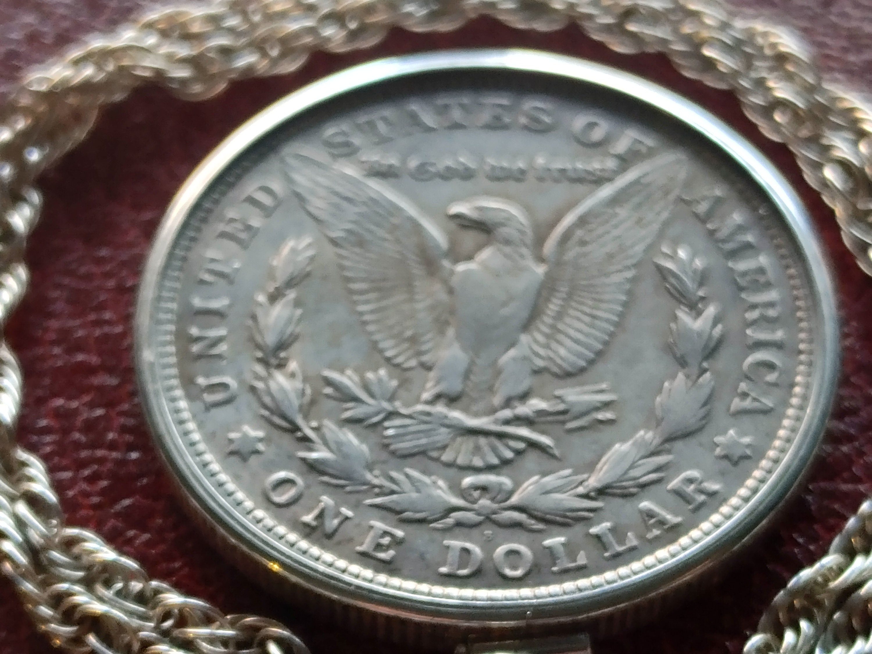 American 1921 San Francisco Morgan Silver Dollar Necklace on an 18 ...
