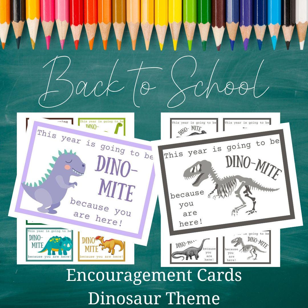 Dinosaur First Day of School Note Cards: Encouragement for Students ...