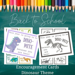 Dinosaur First Day of School Note Cards: Encouragement for Students ...