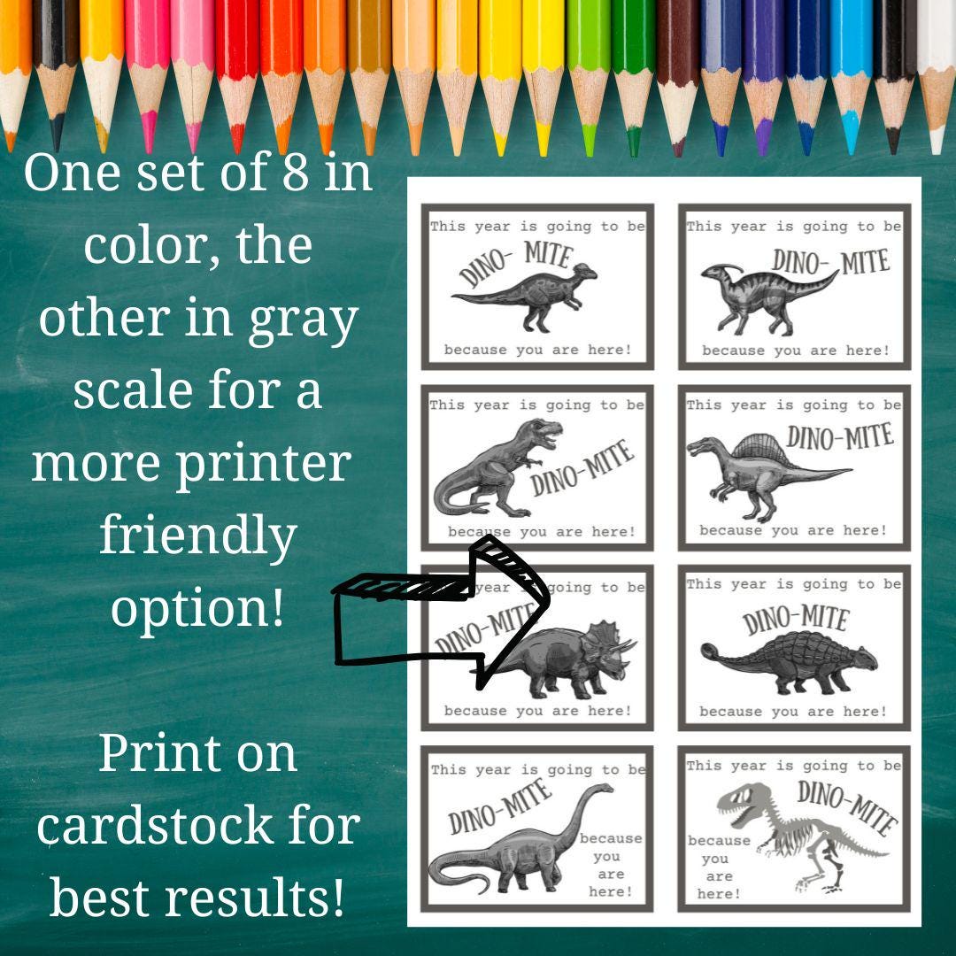 Dinosaur First Day of School Note Cards: Encouragement for Students ...