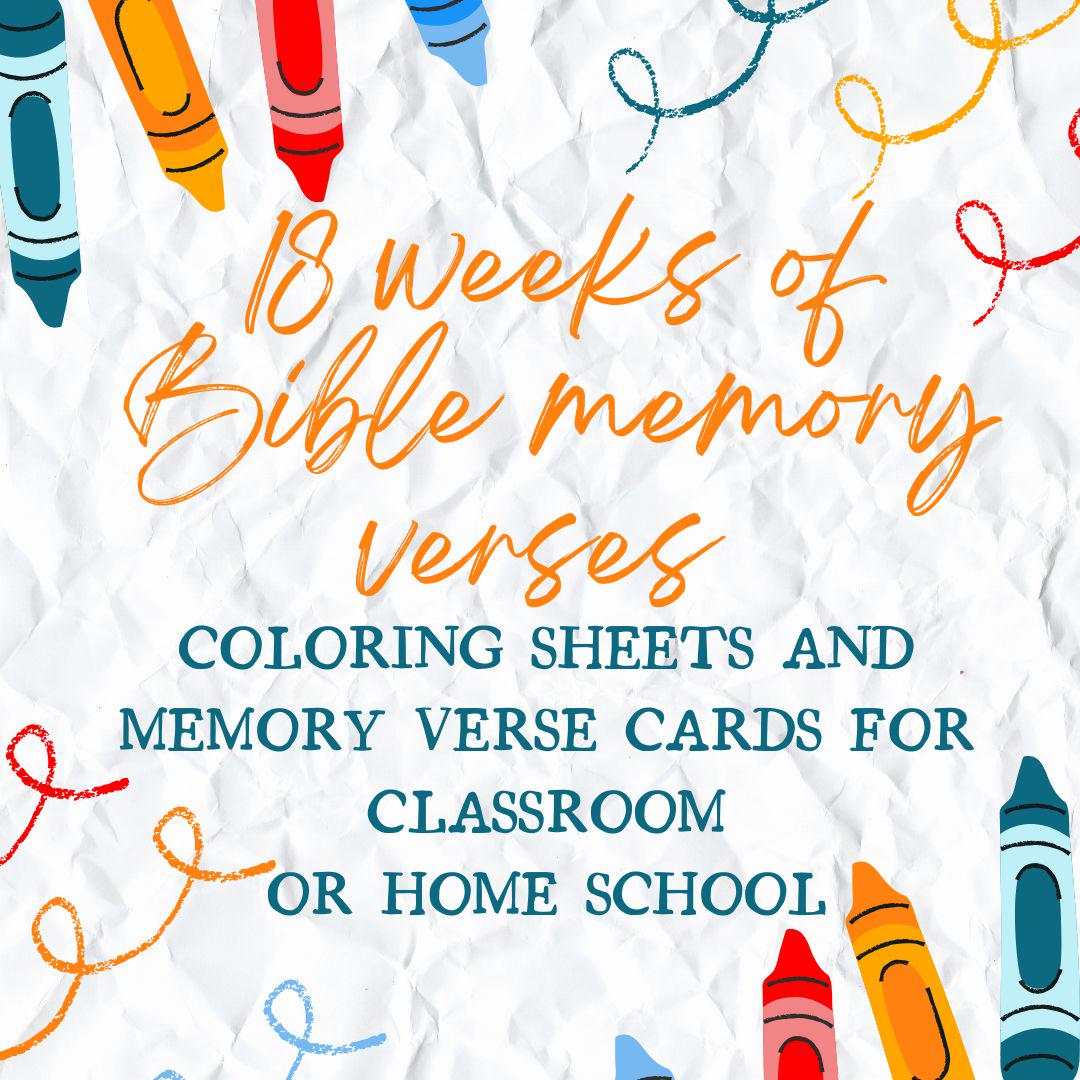 Bible Verse Coloring Pages & Memory Cards: Sunday School, Homeschool ...