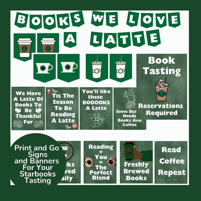 Starbooks Book Tasting Kit: Coffee Shop Classroom Decor (printable ...