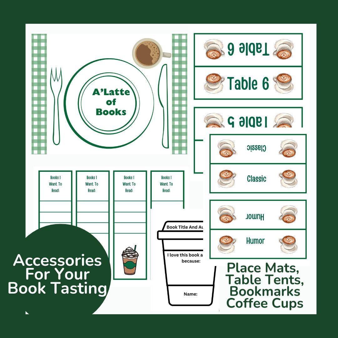 Starbooks Book Tasting Kit: Coffee Shop Classroom Decor (printable ...
