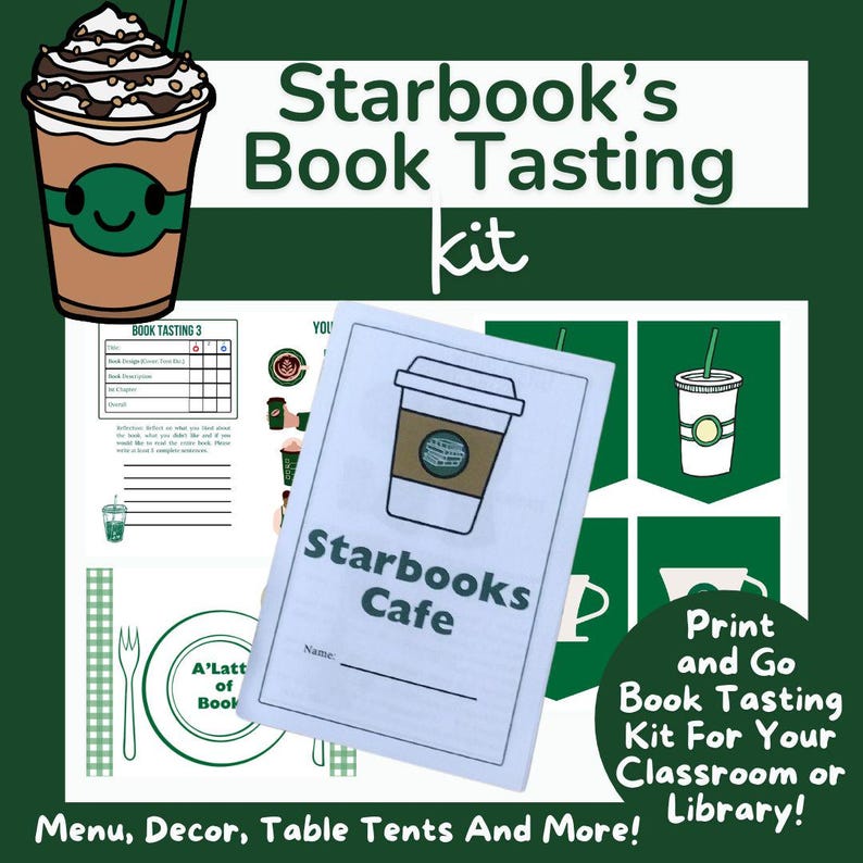 Starbooks Book Tasting Kit: Coffee Shop Classroom Decor (printable ...