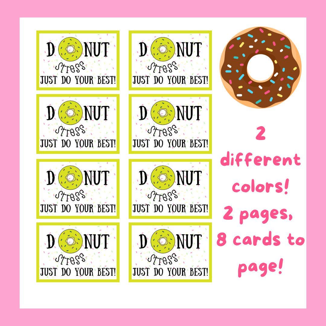 EOG Testing Encouragement Note Cards for Students Donut Theme Digital ...