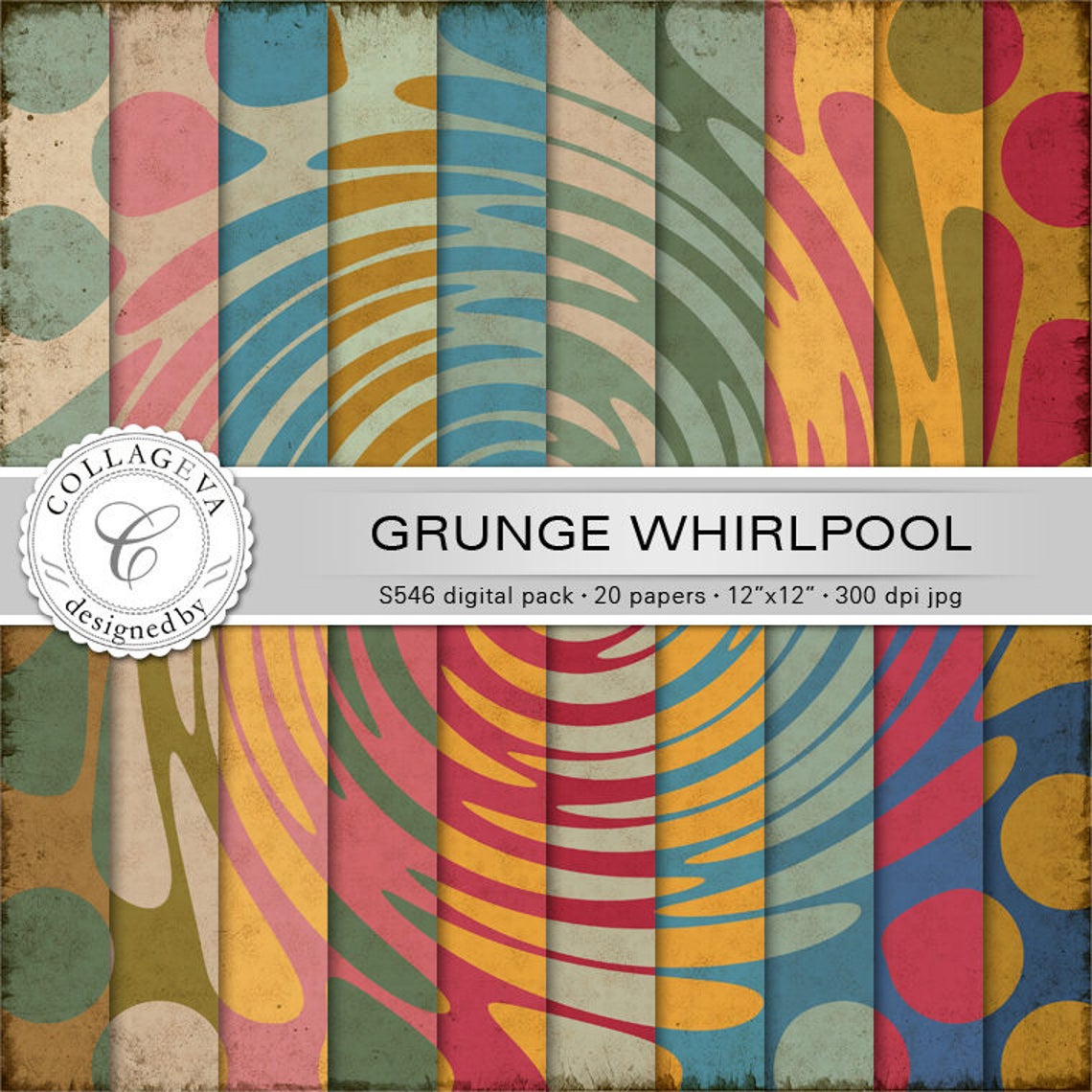 Grunge Whirlpool Digital Paper Pack 20 Printable Sheets - Etsy