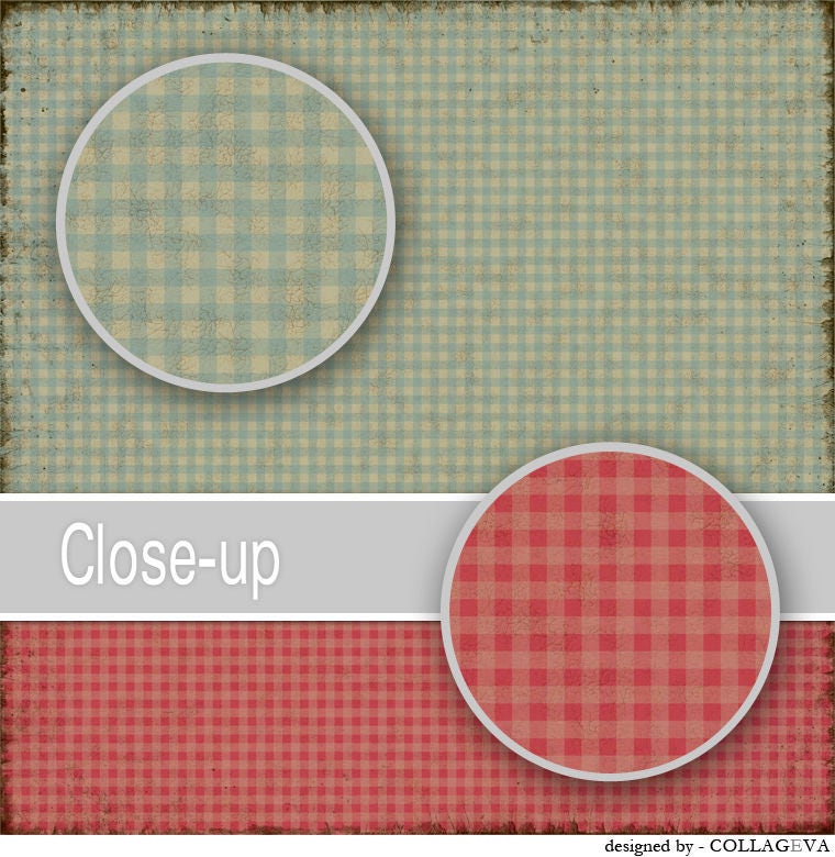 Grunge Gingham Digital Paper Pack, 20 Printable Sheets, 12x12 Checkered ...