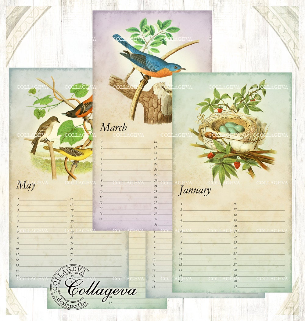 Bird Nest Egg Printable Perpetual Birthday Calendar - Etsy