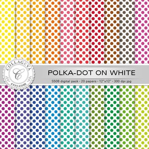 Polka-dot on White Digital Paper Pack 20 Printable Sheets - Etsy