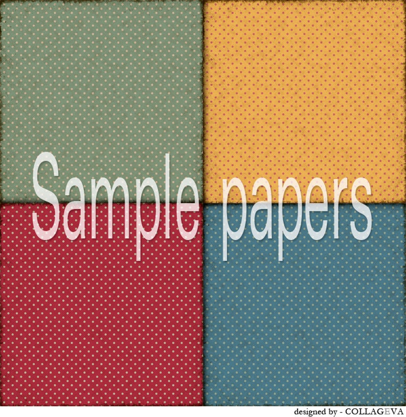 Grunge Polka Dots Digital Paper Pack, 20 Printable Sheets, 12x12 ...