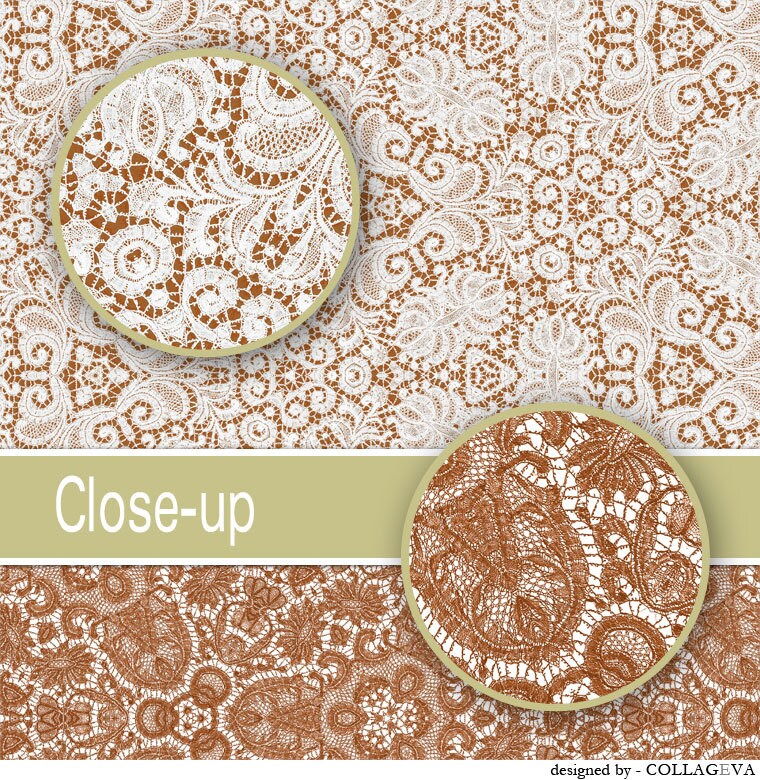 Copper & White Lace 10 Digital Papers 12x12 Printable - Etsy