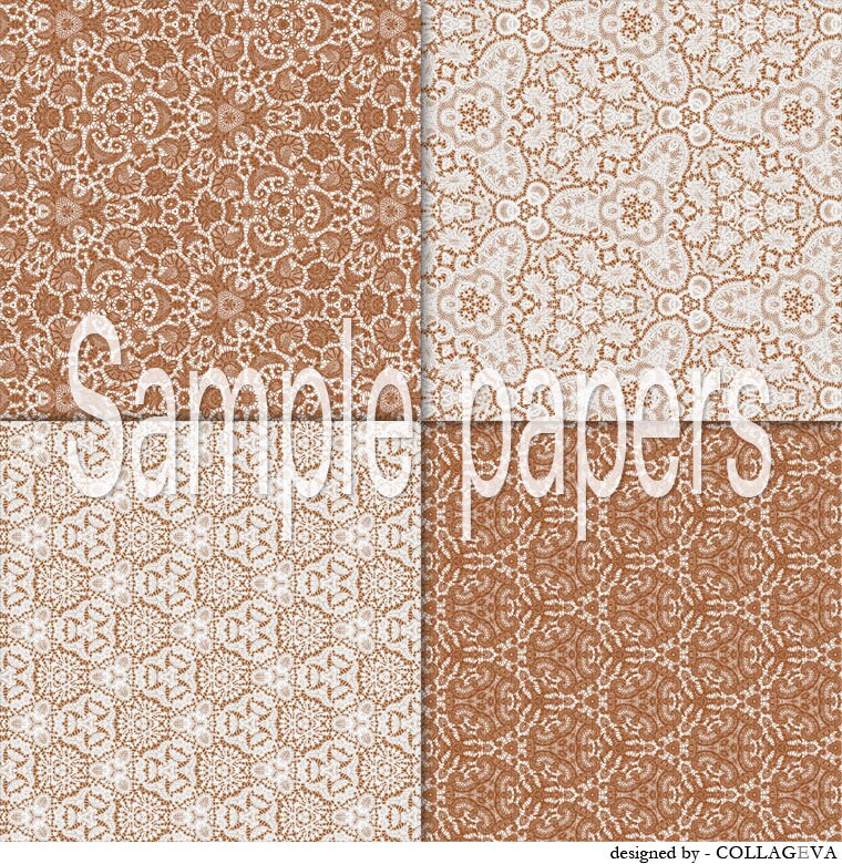 Copper & White Lace 10 Digital Papers 12x12 Printable - Etsy