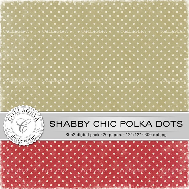 Shabby Chic Polka Dots Digital Paper Pack 20 Printable - Etsy