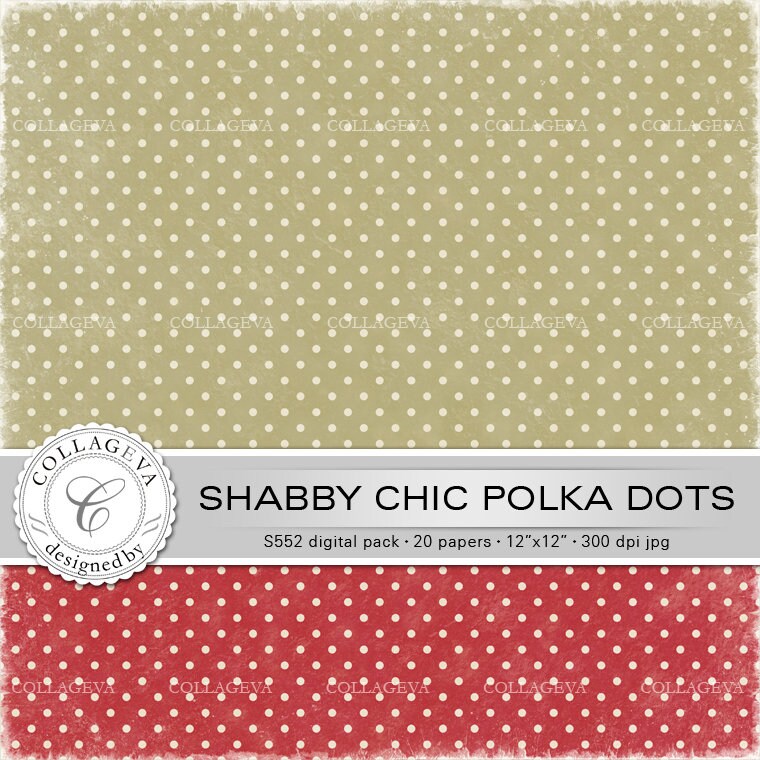 Shabby Chic Polka Dots Digital Paper Pack 20 Printable - Etsy