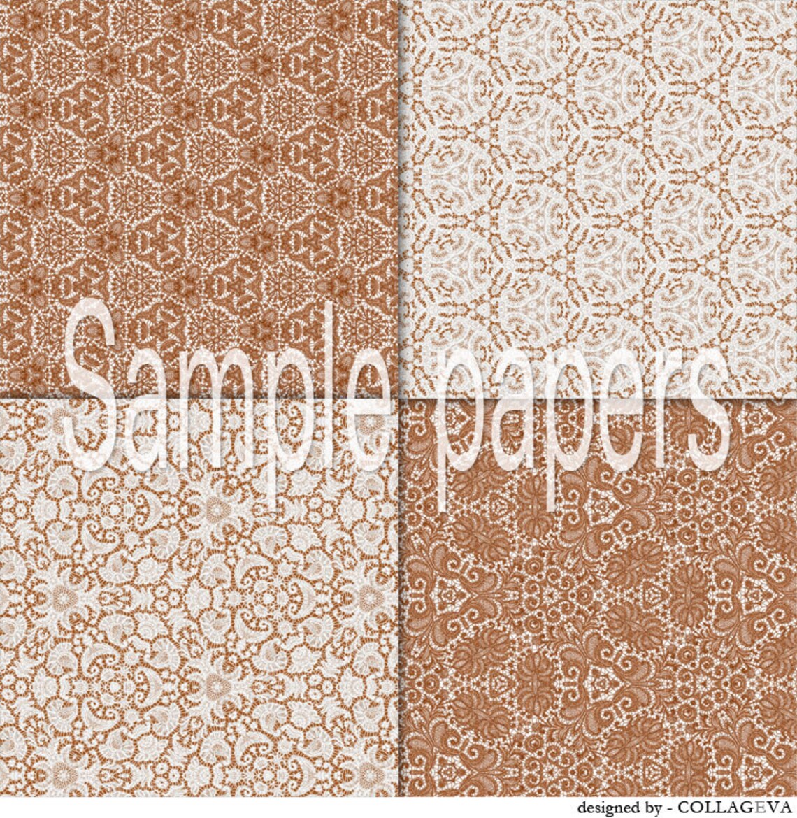 Copper & White Lace 10 Digital Papers 12x12 Printable - Etsy