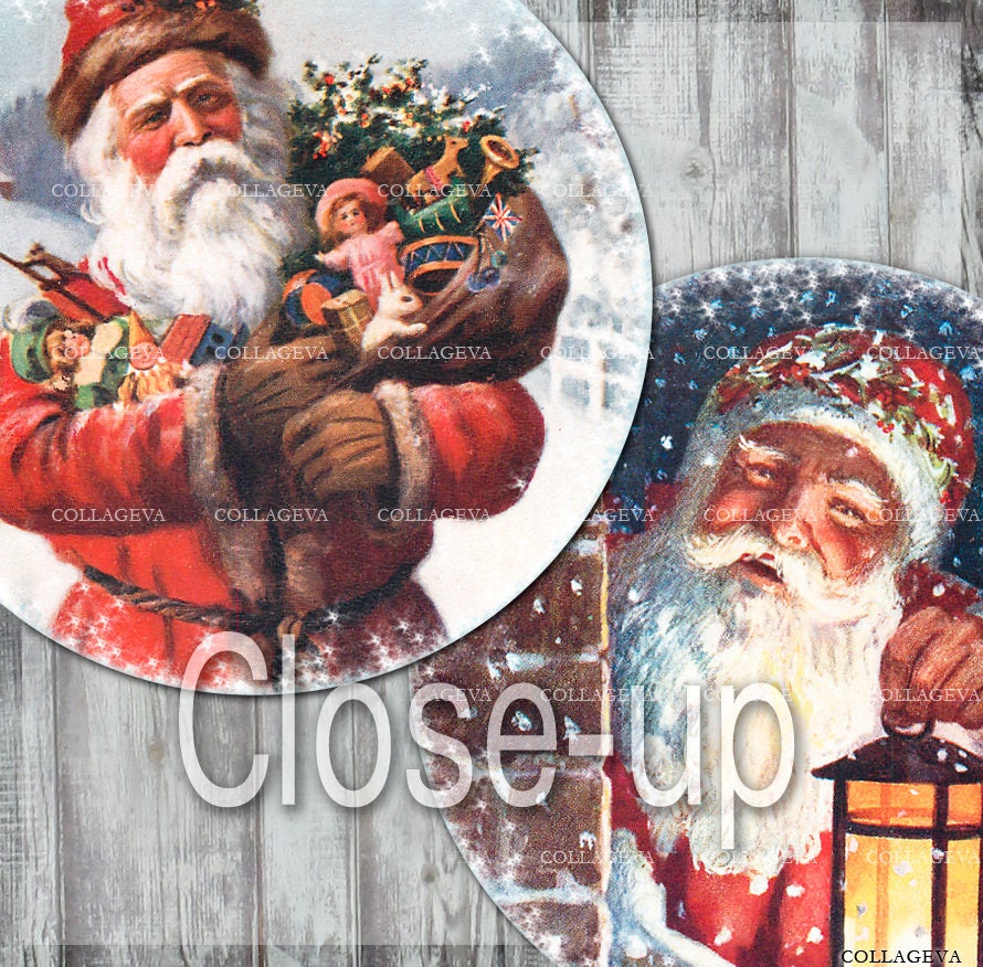 Vintage Santa Digital Collage Sheet 4 3 2.5 2 - Etsy