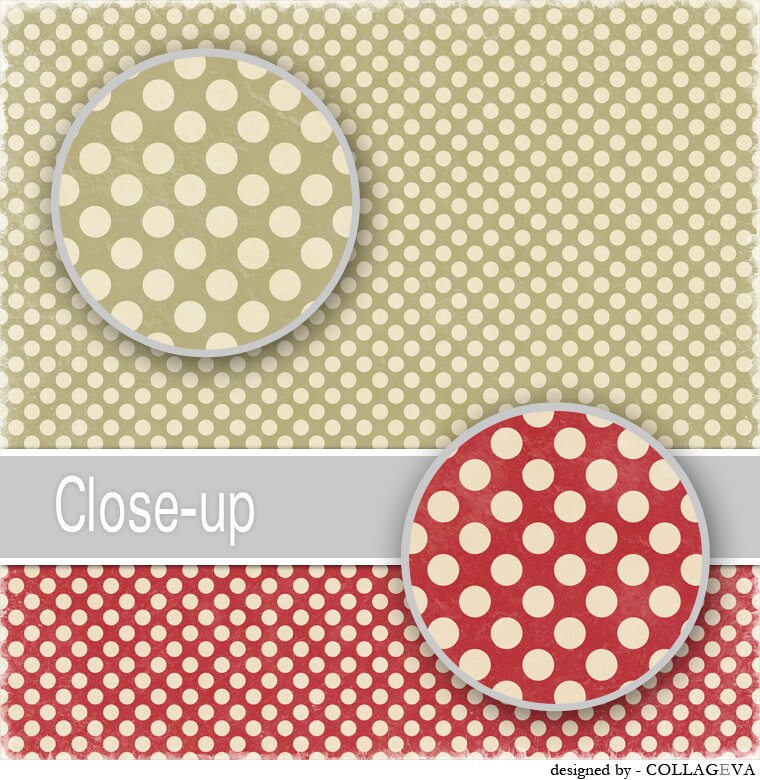 Shabby Polka Dots Digital Paper Pack, 20 Printable Sheets, 12x12 ...