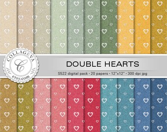Hearts Garland Digital Paper Pack 20 Printable Sheets | Etsy