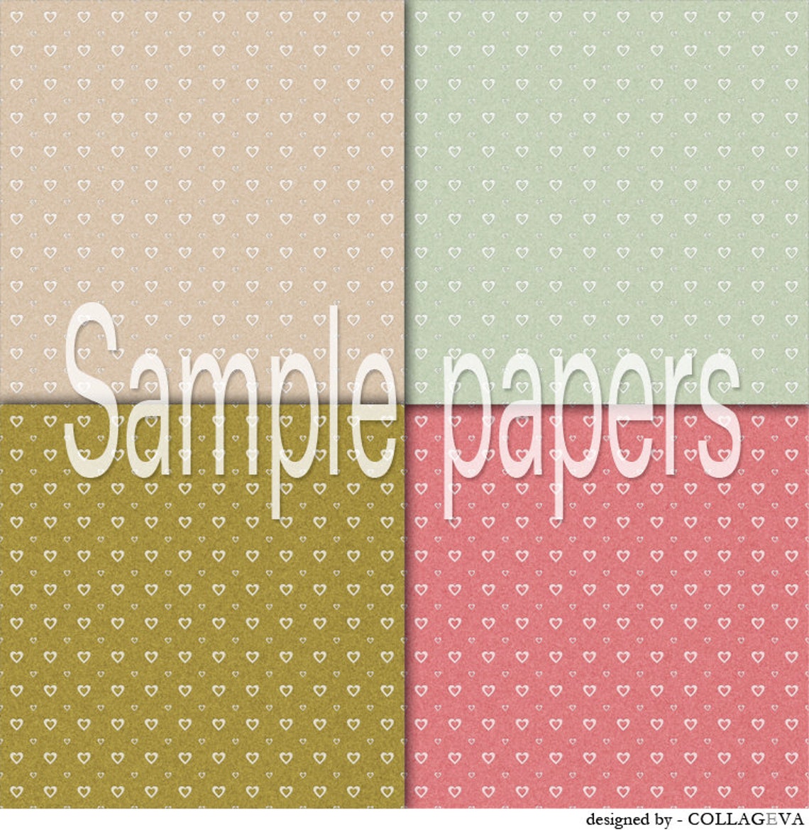 Double Hearts, Digital Paper Pack, 20 Printable Sheets, 12x12 INSTANT ...