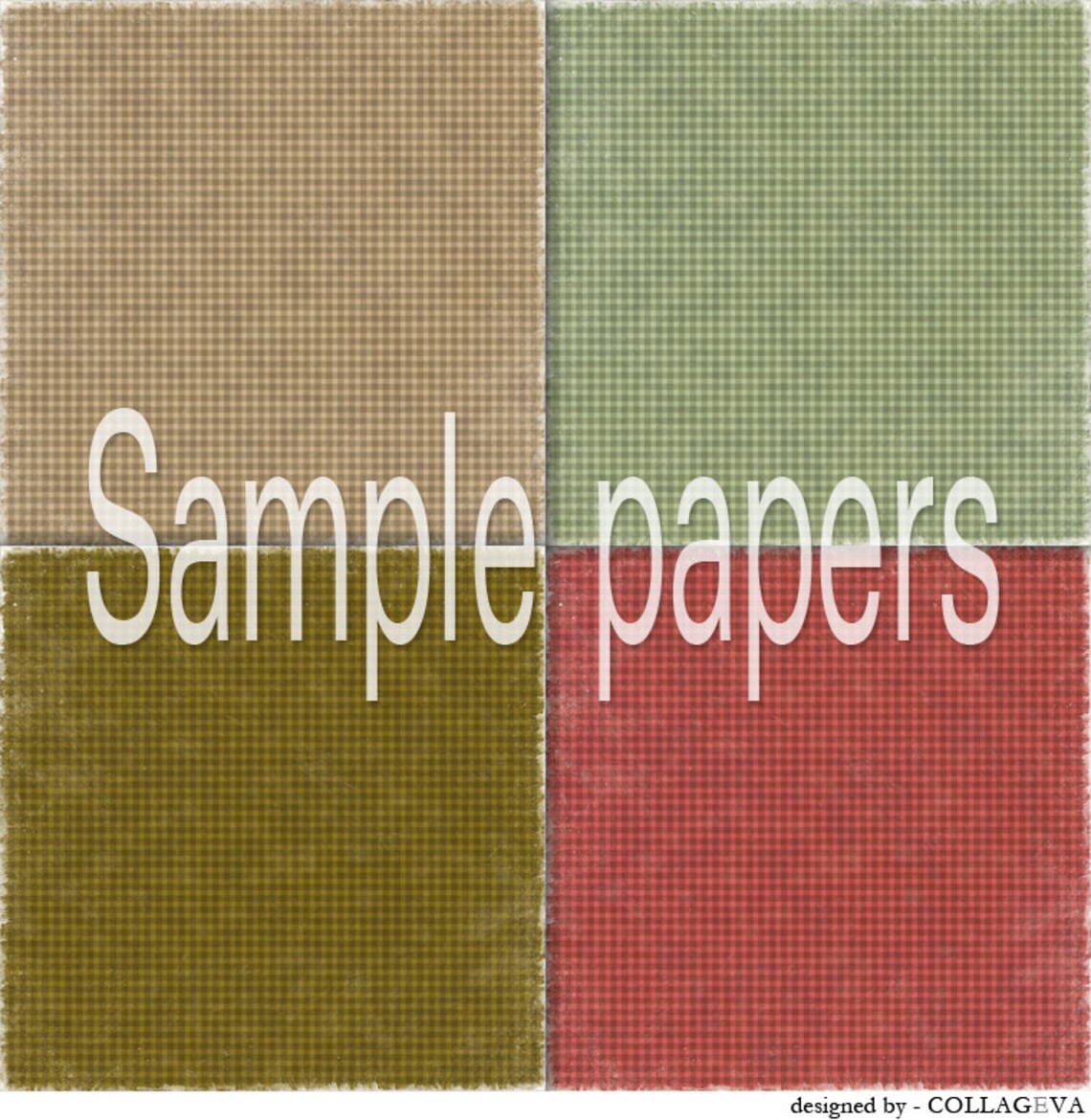 Vintage Gingham Digital Paper Pack, 20 Printable Sheets 12x12 Textured ...