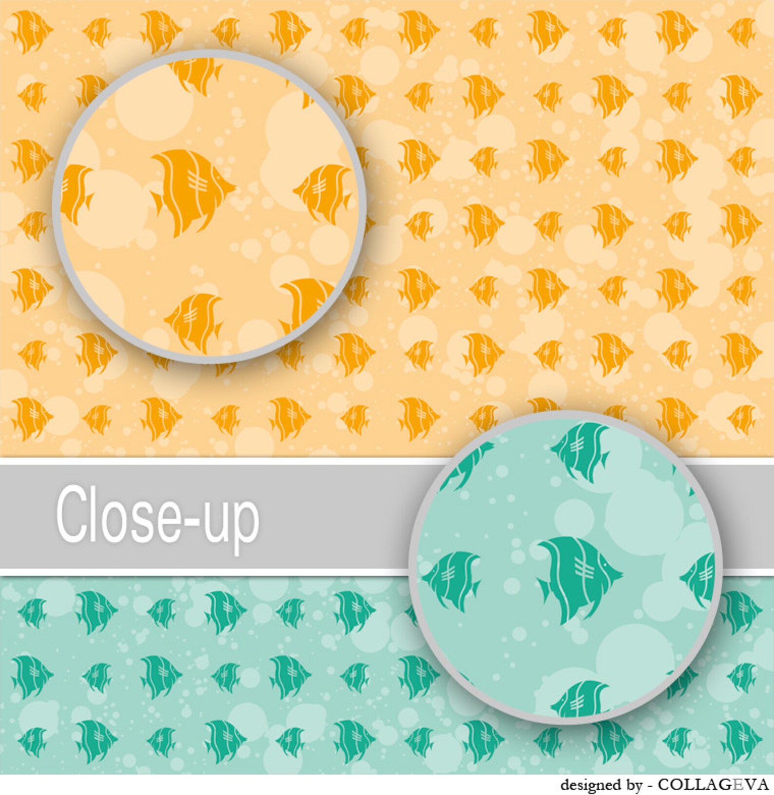 Pastel Fish Digital Paper Pack, 20 Printable Sheets, 12x12 INSTANT ...