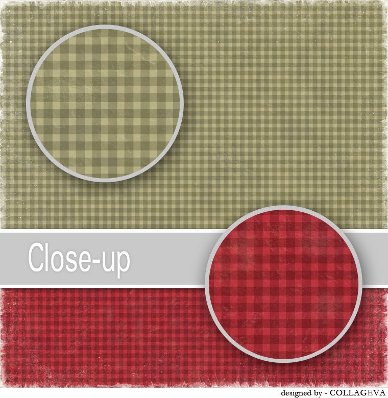 Vintage Gingham Digital Paper Pack, 20 Printable Sheets 12x12 Textured ...