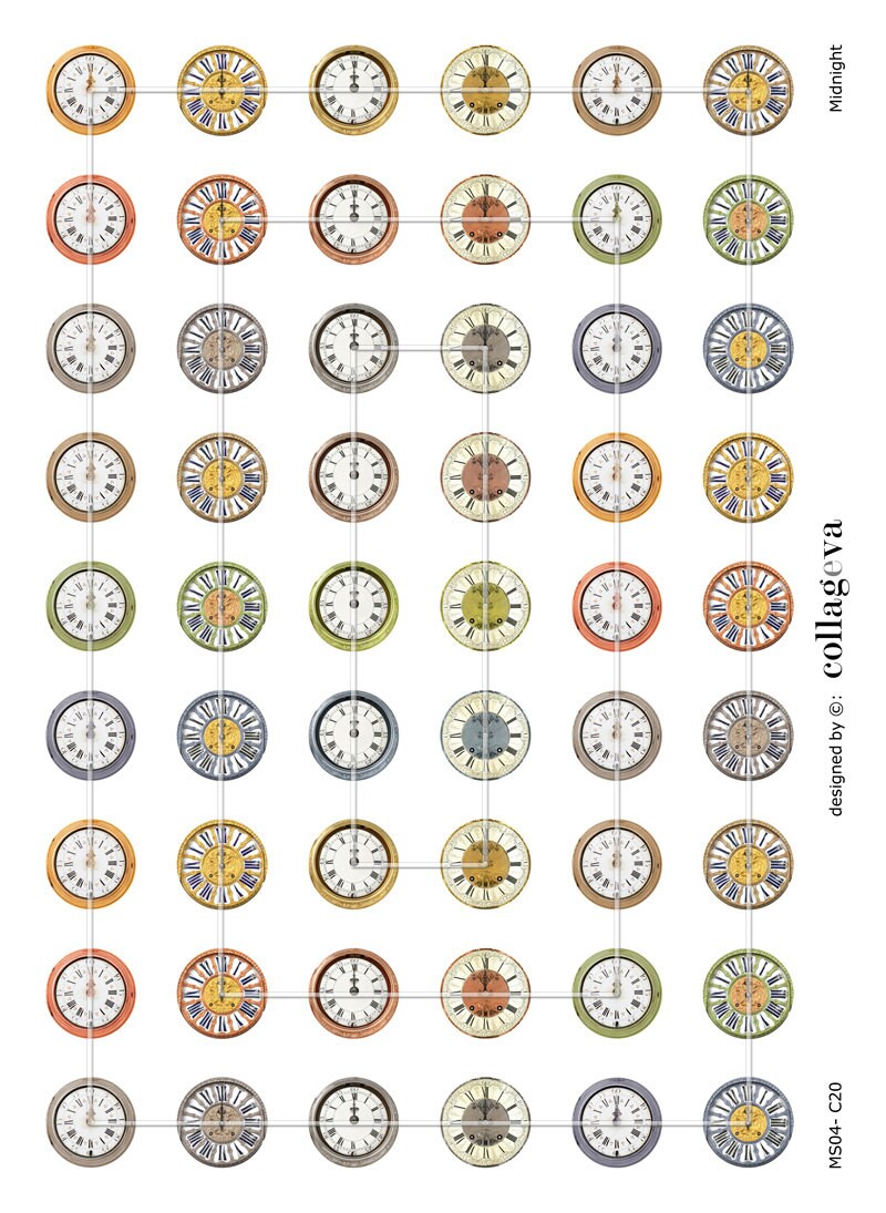 Midnight ms04-c Digital Collage Sheet 20 18 16 14 12 Mm - Etsy