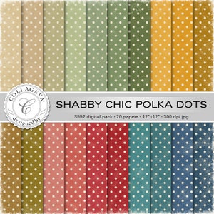 Shabby Chic Polka Dots Digital Paper Pack, 20 Printable Sheets, 12x12 ...