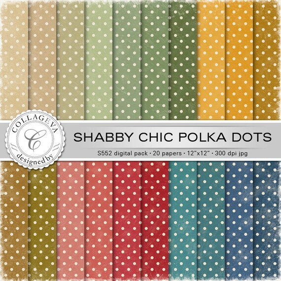 Shabby Chic Polka Dots Digital Paper Pack 20 Printable | Etsy