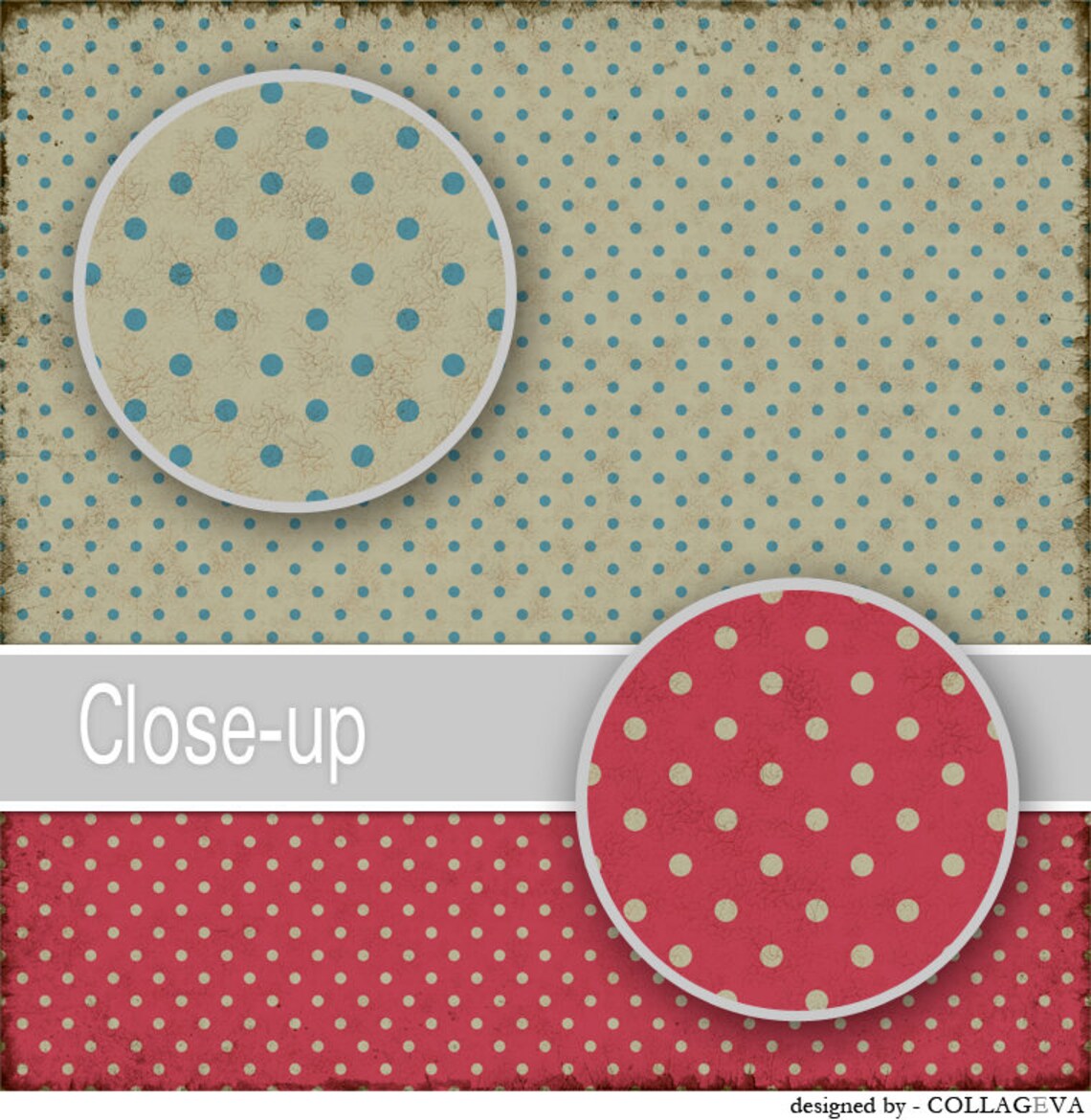 Grunge Polka Dots Digital Paper Pack, 20 Printable Sheets, 12x12 ...
