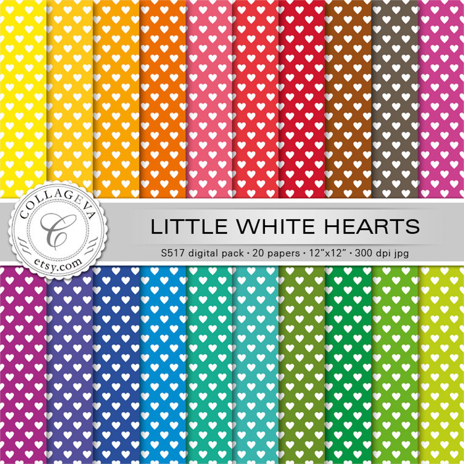 Little White Hearts Digital Paper Pack 20 Printable Sheets - Etsy