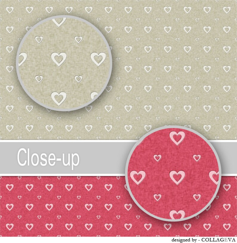 Double Hearts, Digital Paper Pack, 20 Printable Sheets, 12x12 INSTANT ...
