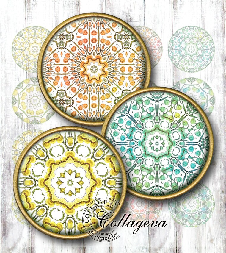 Pastel Flower Mandala Digital Collage Sheet 1.5 - Etsy