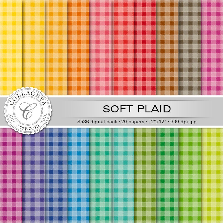 Soft Plaid Digital Paper Pack 20 Printable Sheets 12x12 - Etsy