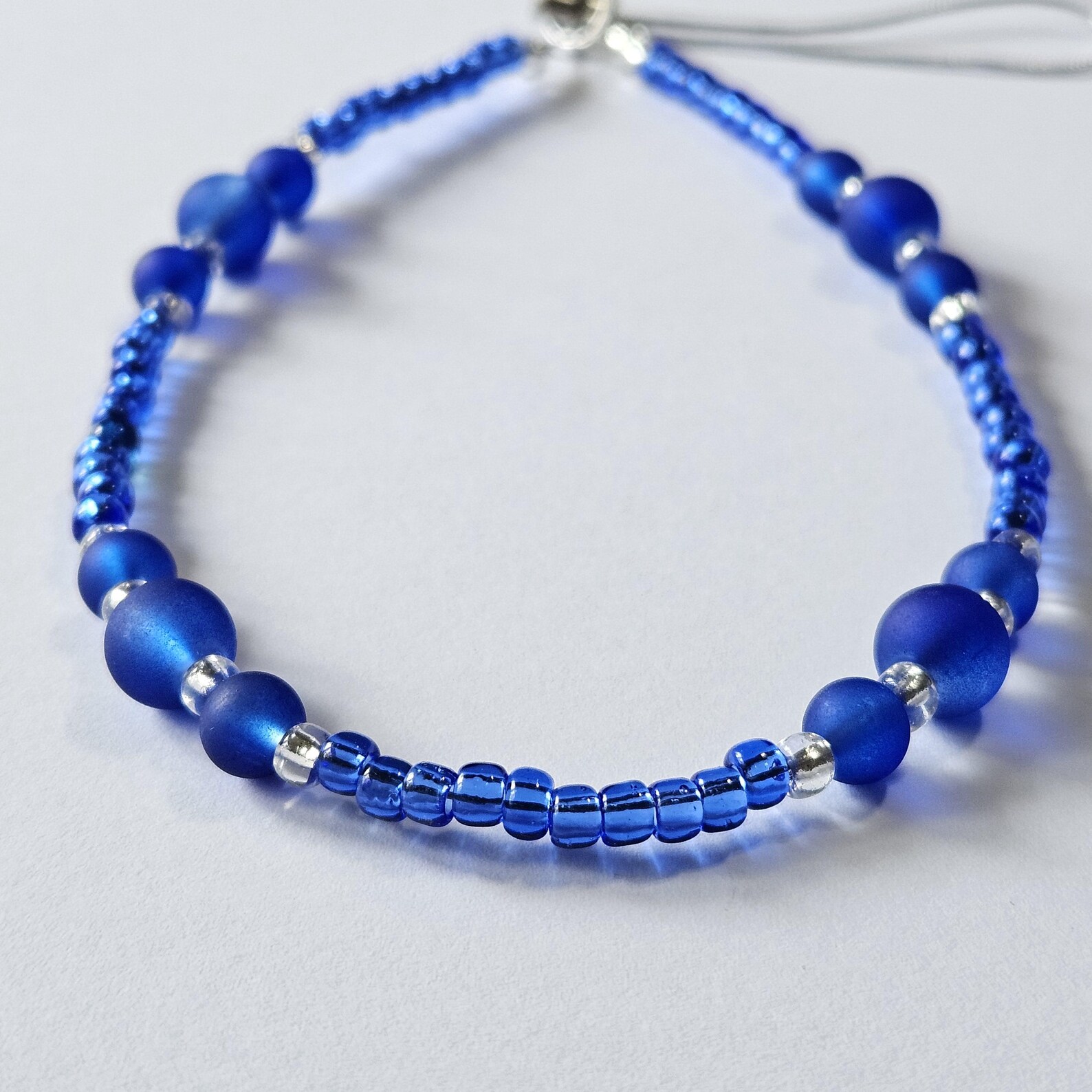 Blue Phone Strap, Seed Bead Cellphone Charm, Beaded Cellphone Chain ...