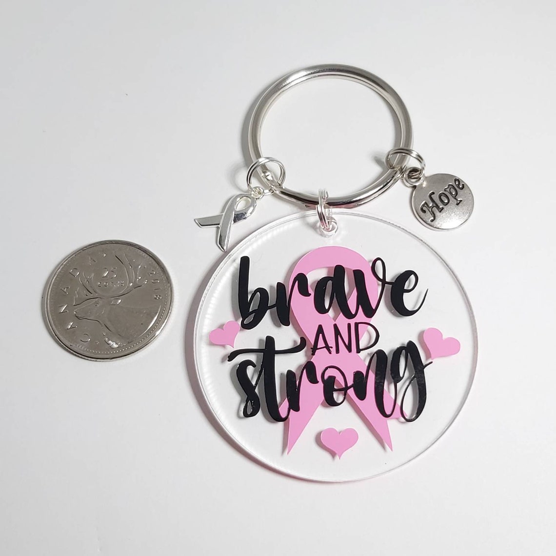 Breast Cancer Keychain Breast Cancer Gift Breast Cancer | Etsy