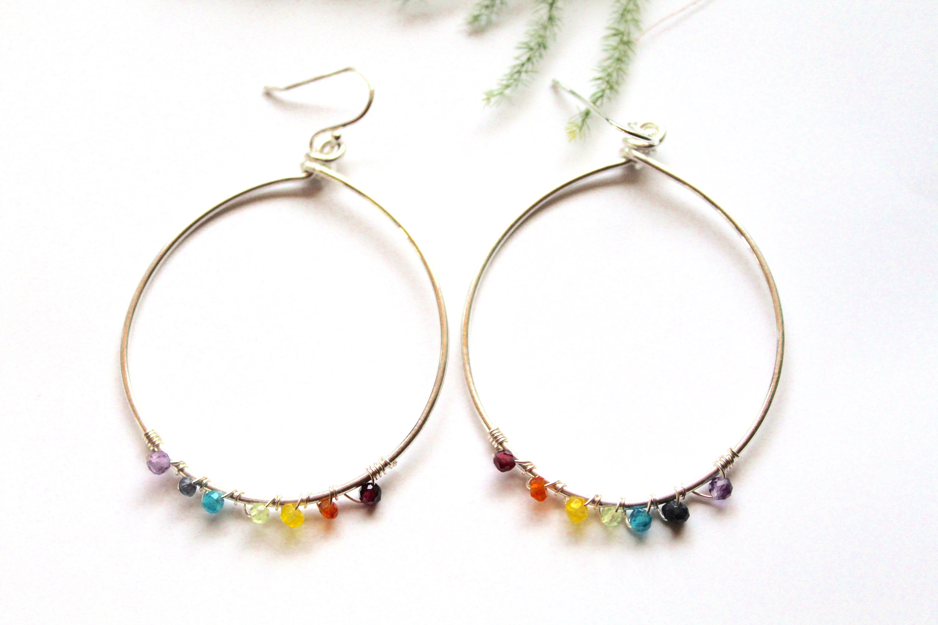Rainbow Reset Hoops Sterling Silver Hoops Handmade Jewelry | Etsy