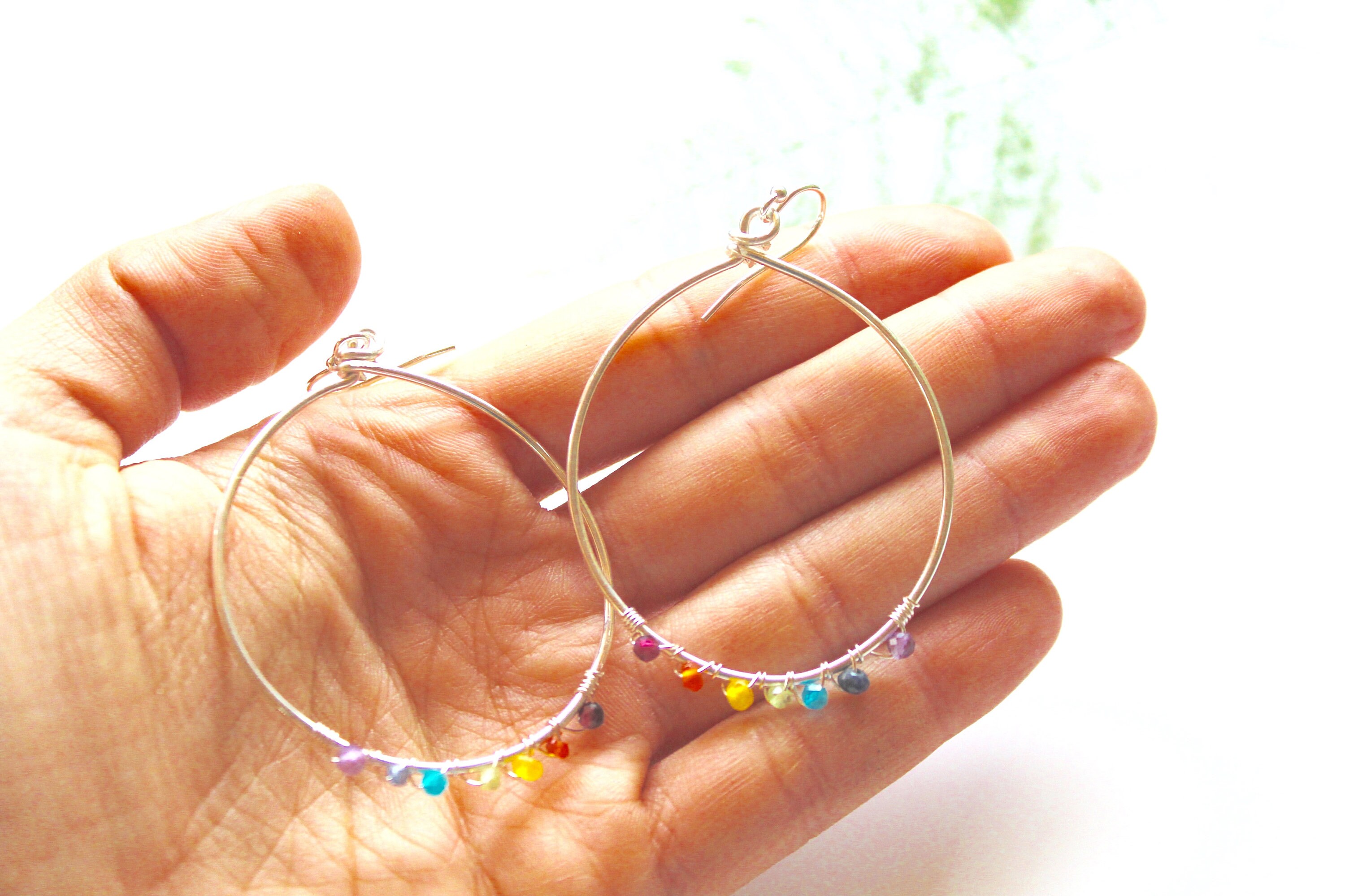 Rainbow Reset Hoops Sterling Silver Hoops Handmade Jewelry | Etsy