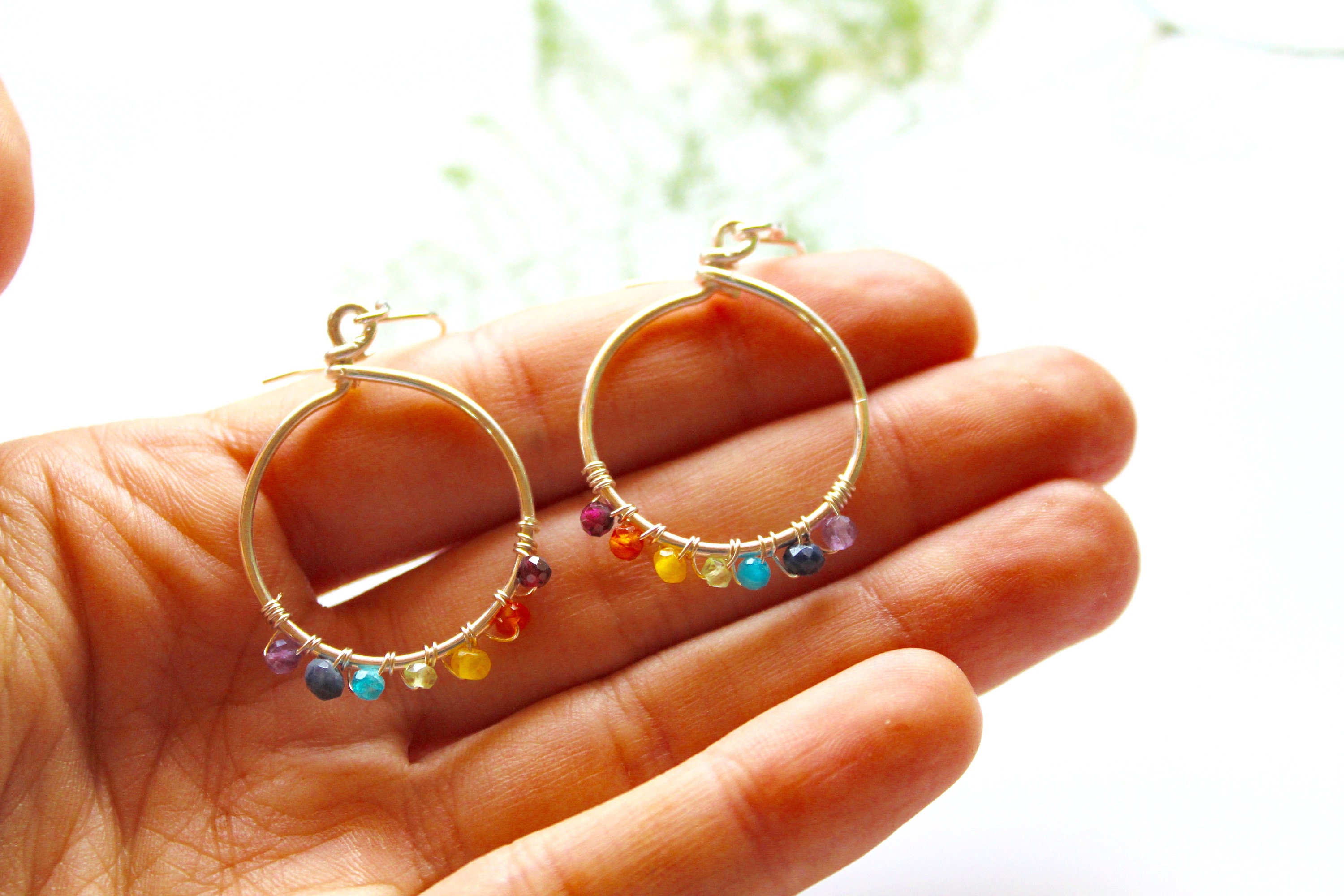 Rainbow Reset Hoops Sterling Silver Hoops Handmade Jewelry | Etsy