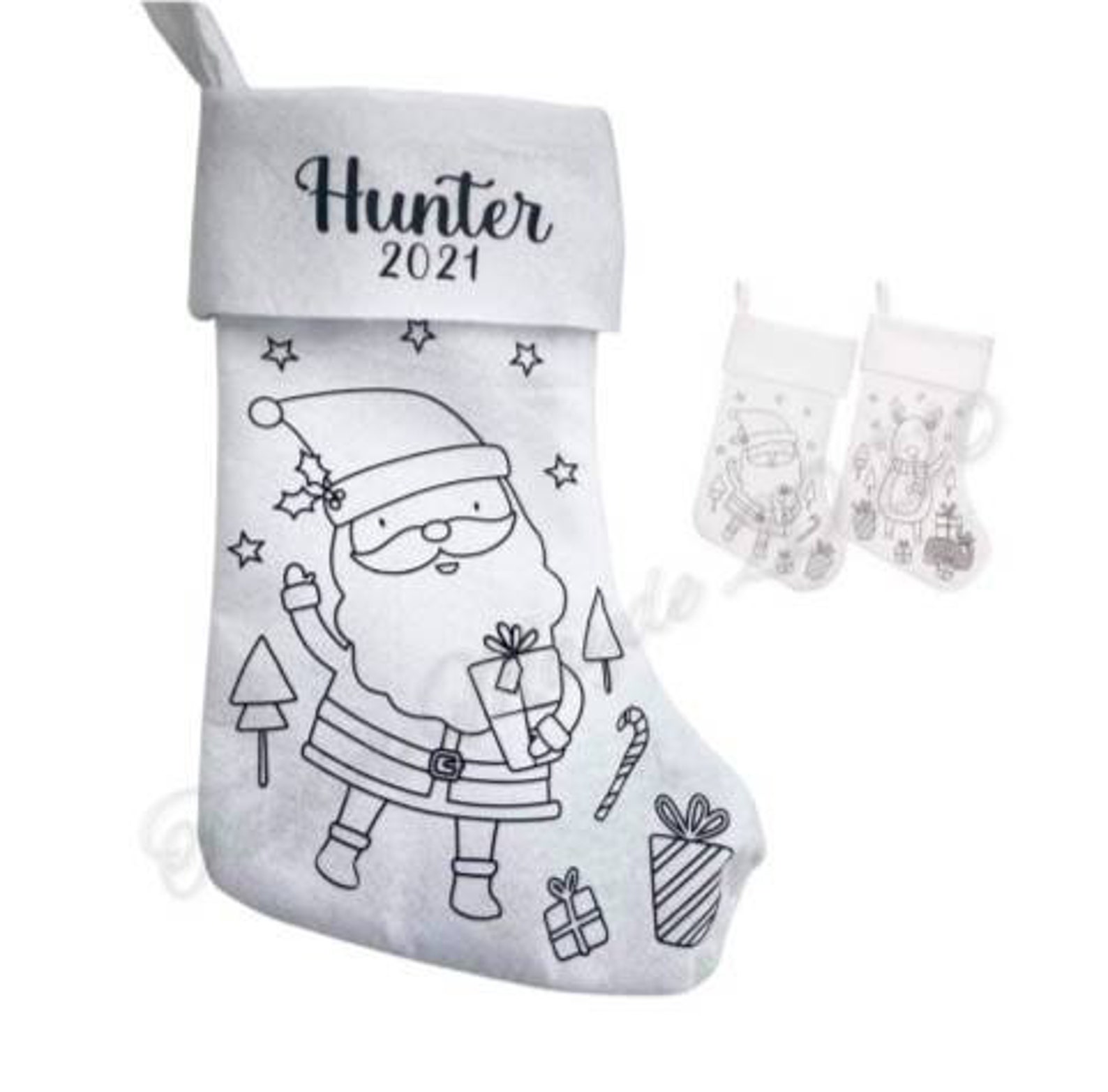 Personalised Colouring in Stockings Christmas Stockings Kids | Etsy