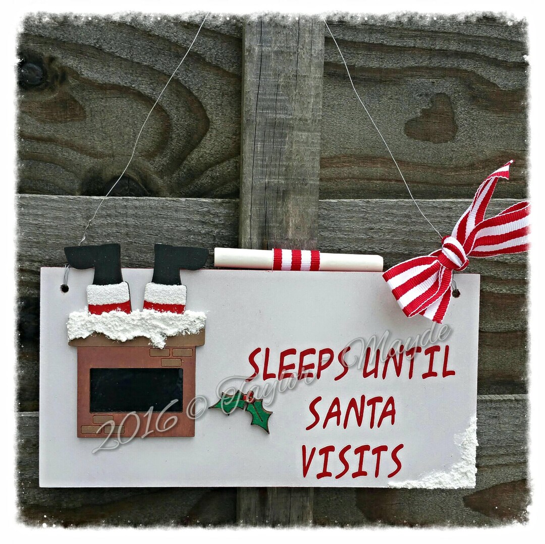 Santa Countdown Plaque, Christmas Chalkboard, Personalised Xmas ...