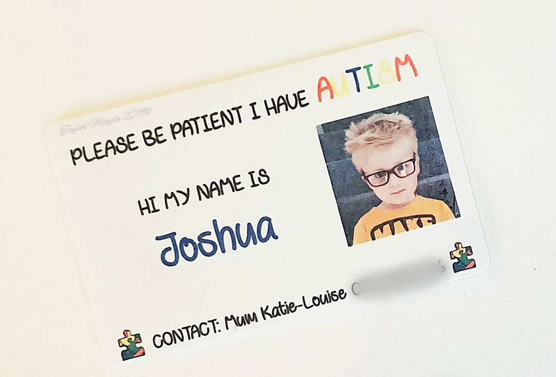 Personalised ID Cards Autism Awareness Business Cards - Etsy UK