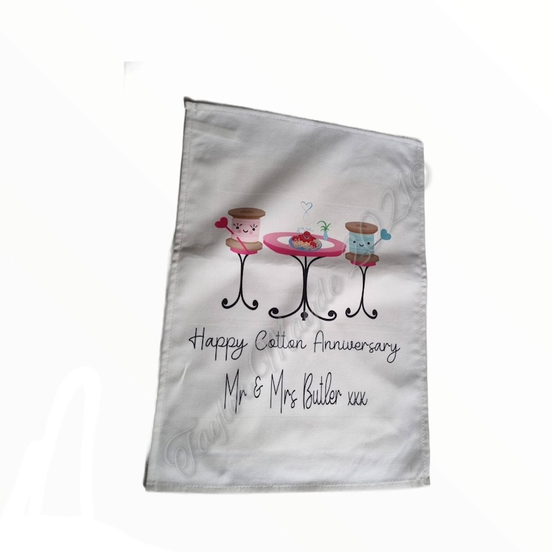 Cotton Anniversary Tea Towel Gift Personalised Tea Towel - Etsy