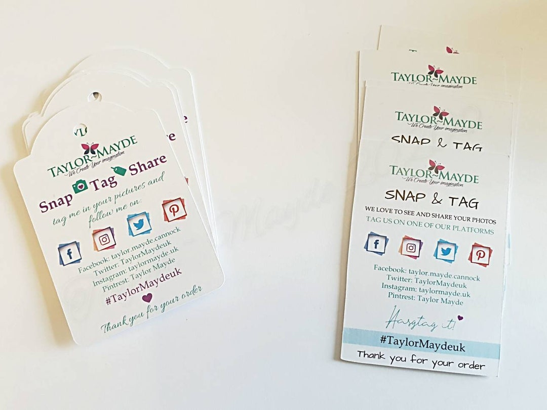 Snap and Tag, Business Cards, Thank You Cards, Swinging Tags, Custom ...